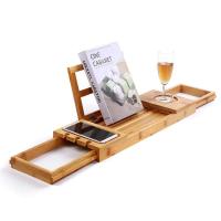 China Modern Bath Bamboo Tray Caddy Extendable Bath Rack Tray for sale
