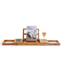 China Modern Bath Bamboo Tray Caddy Extendable Bath Rack Tray for sale