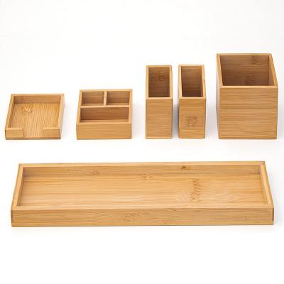 China Organize eficientemente o seu banheiro com o conjunto de bandejas de bambu de 6 peças 38x10.5x10.1cm à venda