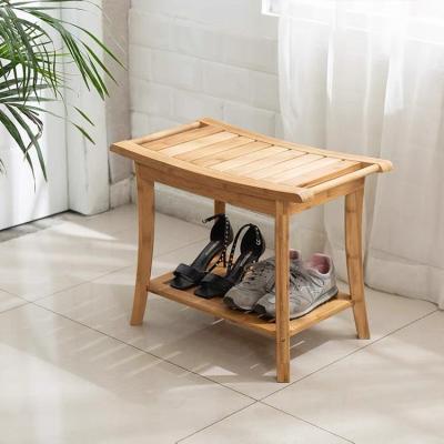 China FSC Certificated Non Slip Bamboo Shower Bench Waterproof Seat Towel Holder for sale