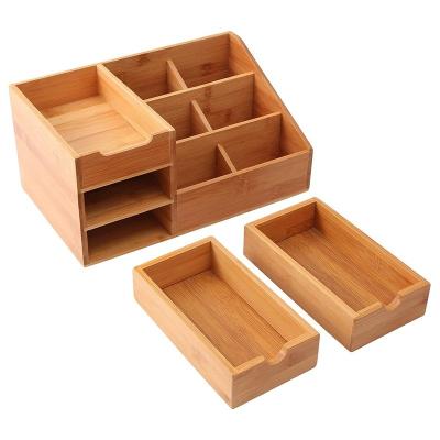 China Accessories Storage Customized Logo Multi-small Space Bamboo Storage Box for Hotel for sale