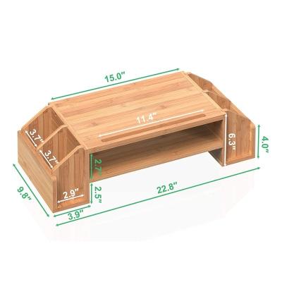 China Computer Desk Organizer with Storage Bins Double Layer Bamboo Design OEM/ODM Accepted for sale
