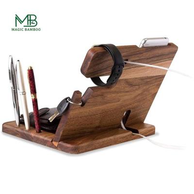 China Standing Wood Bamboo Adjustable Laptop Stand Folding Lap Tray Desk Organizer for sale