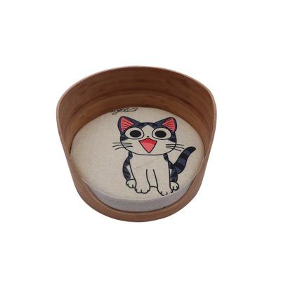 Cina Legno rotondo interno Bambù pet bed frame Cat cattery in vendita