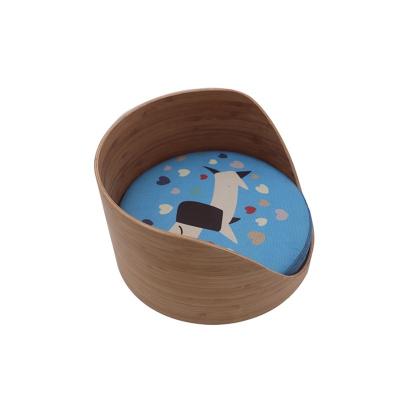 Cina Legno rotondo interno Bambù pet bed frame Cat cattery in vendita