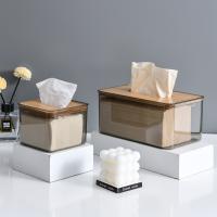 China Transparent Rectangular Tissue Dispenser Box Storage For Bathroom Kitchen for sale
