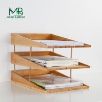 China 34x25x6cm Bamboo Stackable File Tray Multi-layer Desktop Storage Organizer for Office for sale
