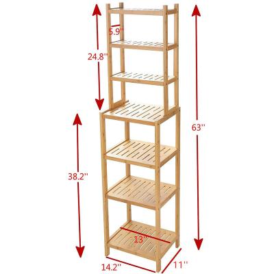 China Classic Design Style 7-Tier Bamboo Shelf Multifunctional Storage Rack for Bathroom for sale