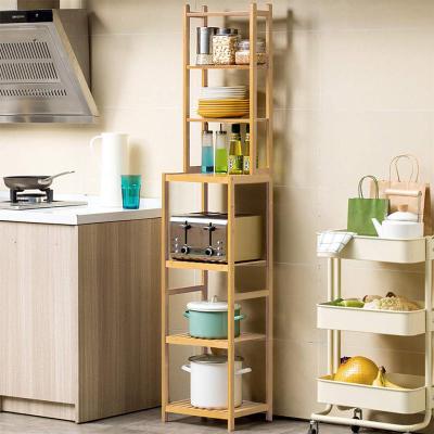 China Classic Design Style 7-Tier Bamboo Shelf Multifunctional Storage Rack for Bathroom for sale