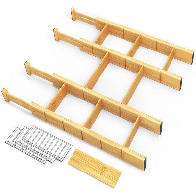 China OEM ODM Acceptable Bamboo Adjustable Drawer Dividers With Inserts And Labels for sale