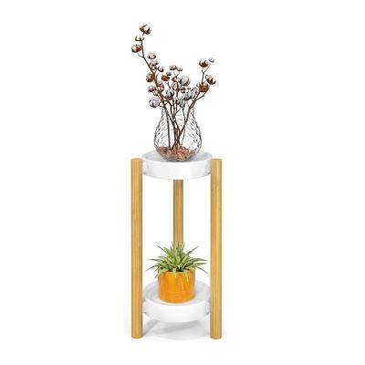 Cina 2 Livello Alto Angolo Bambù Plant Holder Indoor Fiori in Legno in vendita