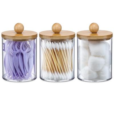 China MEDICALE KIT Multifunktioneel Cotton Swab Holder Dispenser Bergingstank met bamboe deksels Te koop