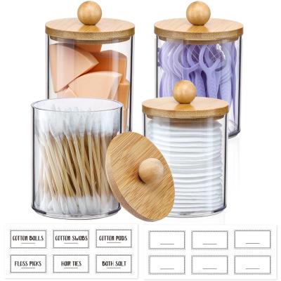 China MEDICALE KIT Multifunktioneel Cotton Swab Holder Dispenser Bergingstank met bamboe deksels Te koop