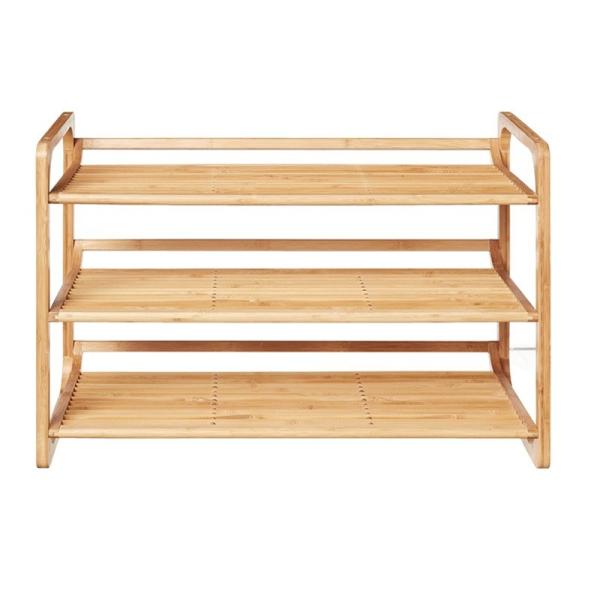 Rectangle Multifunctional Household Bamboo Shoe Shelf With Handles Customized Logo