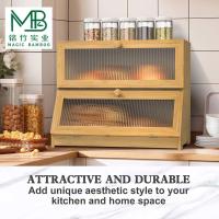 China Custom High Quality Bamboo Double Layer Bread Storage Box For Restaurant Kitchen for sale