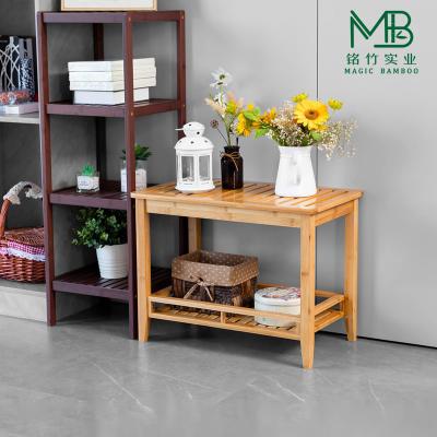 China Wholesale New Design Bamboo Storage Stool With Shelf For Household Bathroom for sale