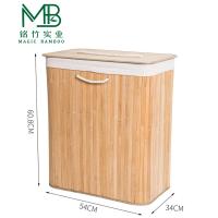 China Bamboo Double-Layer Inner Compartment Laundry Hamper For Bathroom for sale