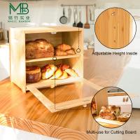 China Multifunctional Double-layer Bamboo Storage Box For Bread Storage for sale