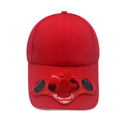 China Red Solar Powered Fan Hat / Solar Fan Baseball Cap OEM/ODM Available for sale