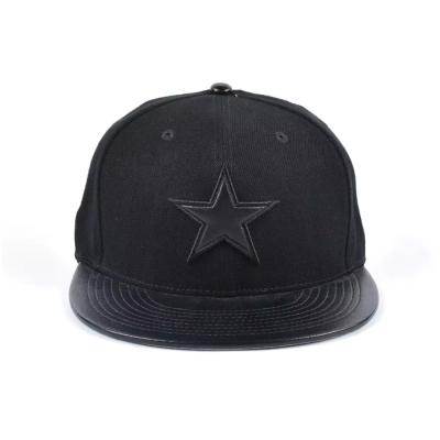 China Flat Leather Brim Stylish Hip Hop Caps With Metal Closure Custom Made for sale