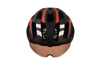 China Comfortable Chin Pad Road Cycling Helmets / Black Road Bike Helmet With Goggle for sale