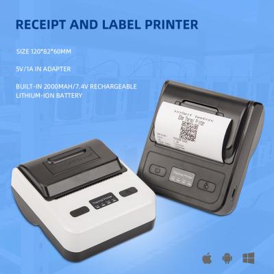 China 80 mm 3 inch draagbare thermische ontvangstprinter 0.35 kg Bluetooth Android Handheld Mobile POS Te koop