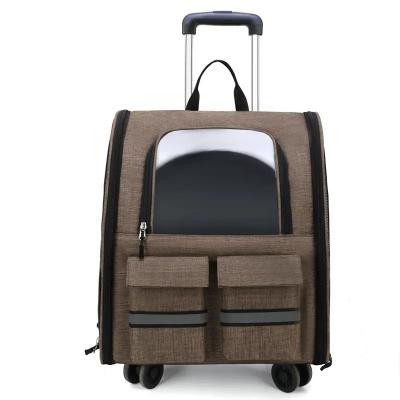 China Dog Cat Carrier With Wheels Outdoor Backpack Pet Carrier Pet Trolley Portable for sale