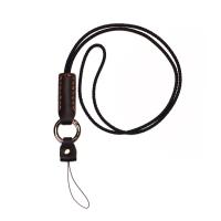 China Adjustable Leather Phone Lanyard Strap with Metal Patch Universal 45cm Neck Strap for sale