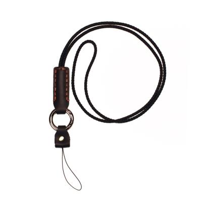 Cina OEM Universal Phone Lanyard Strap Adjustable Leather Neck Phone Strap With Patch Metal in vendita