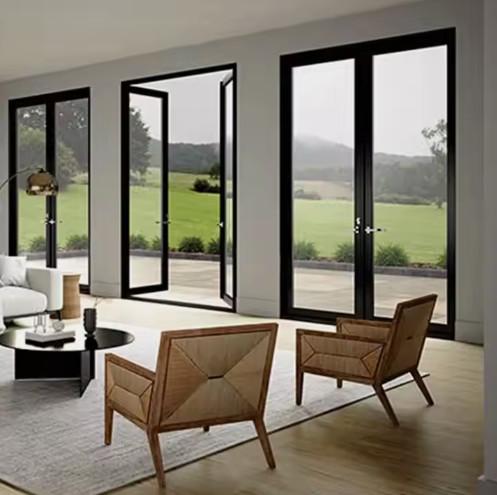 Quality Thin Frame Aluminum Swing Door Laminated Tempered Glass Swing Aluminium Door for sale