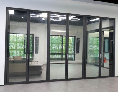 China Typhoon Resistance Aluminum Folding Door Customized Tempered Glass Folding Door for sale