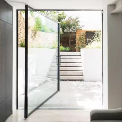 Cina Porta a pivot in alluminio rivestita in polvere, personalizzabile Porta di ingresso a pivot in vetro stratificato in vendita