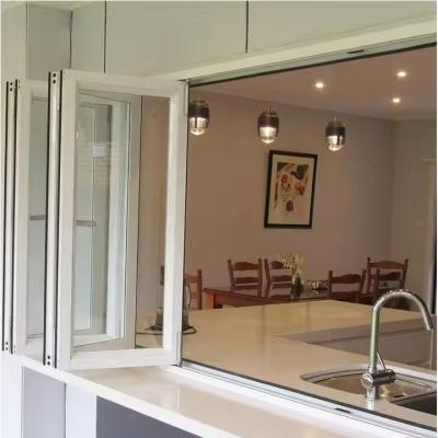 China 1.5mm Alumínio Janela dobrável de longa duração com padrão de dobragem horizontal e acabamento do quadro anodizado for sale