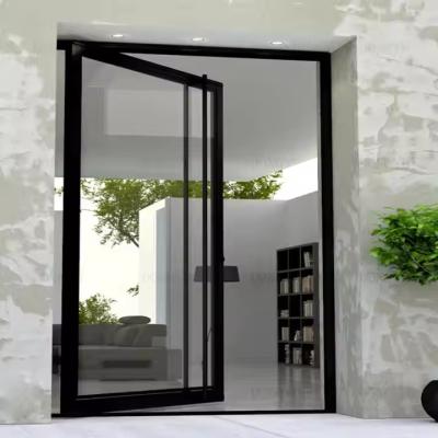 China 4-12mm Double Glazing Aluminum Pivot Door with Clear Glass and Stainless Steel Screen Netting Material for sale