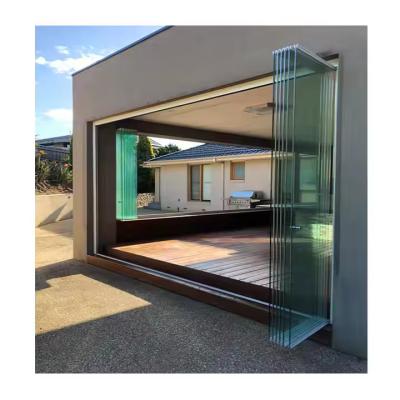 China Framless Sliding Folding Tempered Glass Door Curtain, Balcony Partition Door for sale