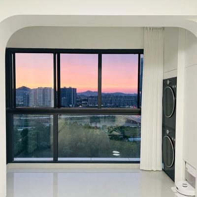 China Ventanas de doble acristalamiento de aluminio con marco negro en venta
