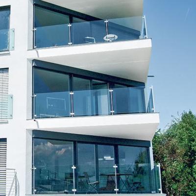 China Aluminium Flat Curved Frameless Building Glass Panel Balkon Balustrade Handschraubersystem zu verkaufen