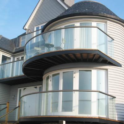China Aluminium Flat Curved Frameless Building Glass Panel Balkon Balustrade Handschraubersystem zu verkaufen