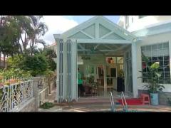 Heavy Duty White Frame Aluminum Glass Bifolding Patio Sliding Door