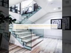 Customized Stair Railings Tempered Glass Fence For Interior Staircase Balustrade