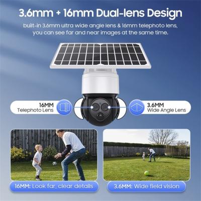Cina Auto doppia della macchina fotografica della lente PTZ dello zoom solare della macchina fotografica 12X di 6MP 4G che segue macchina fotografica all'aperto in vendita