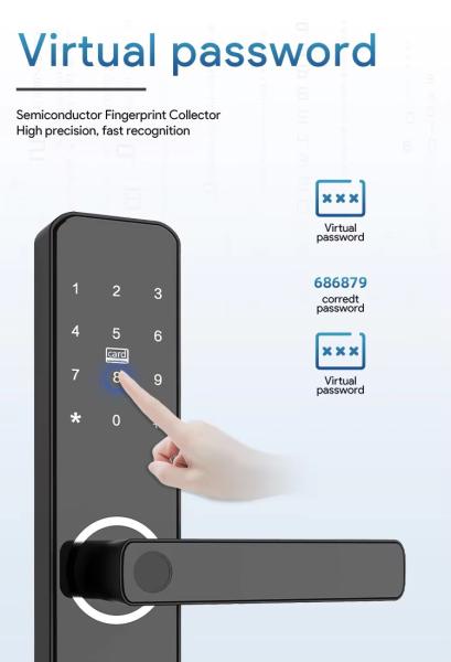 Quality Digital Fingerprint Door Lock Waterproof Tuya Smart Fingerprint Lock Black for sale