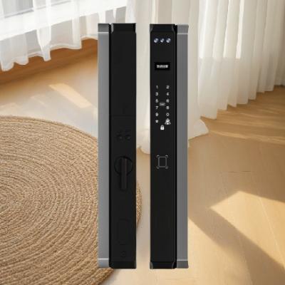 China Tuya Mechanical Keyless Entry Door Lock with Handle Panel size width 27MM Face IC Card Aluminum Door Lock for sale