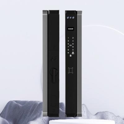 China Tuya Mechanical Keyless Entry Door Lock with Handle Panel size width 27MM Face IC Card Aluminum Door Lock for sale