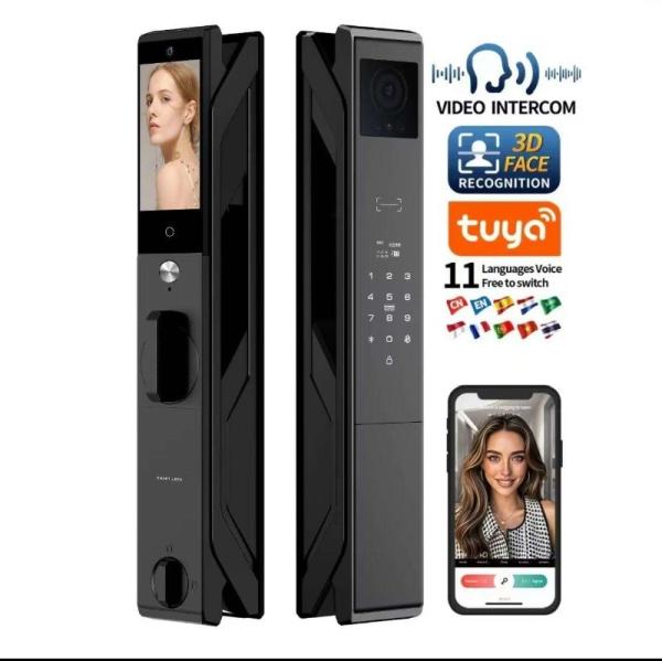 Quality 3D Face Recognition Fingerprint Door Lock Passcode IC Card & Key Video Doorbell for sale