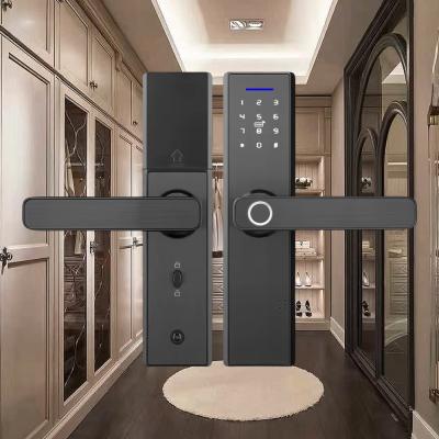 China Black Wifi Bluetooth Lock 154*63*24mm Wifi Keyless Door Lock Auto Unlock for sale