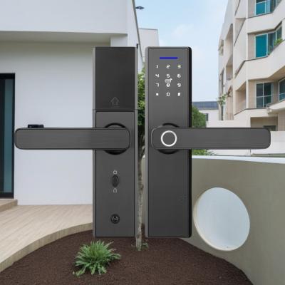 China Black Wifi Bluetooth Lock 154*63*24mm Wifi Keyless Door Lock Auto Unlock for sale