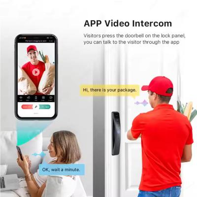 China Fully Automatic 3D Face Recognition Biometric Fingerprint WIFI Smart Door Lock for sale