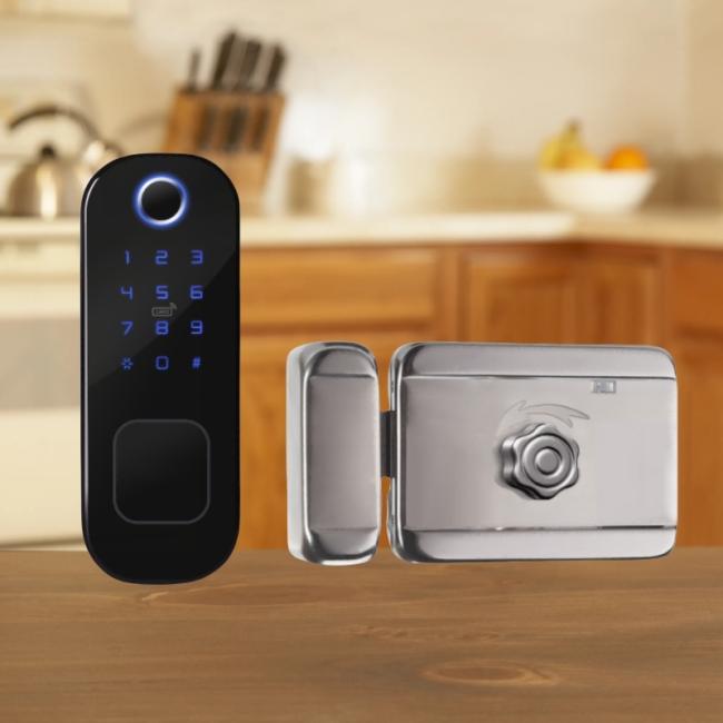 Tuya Smart Lock installed on glass door