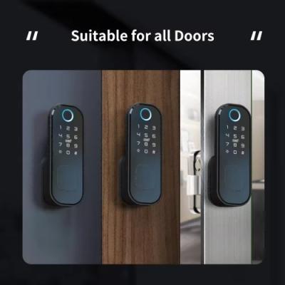 China Tuya Wifi Enabled Fingerprint Glass Door Smart Lock Easy to install for sale